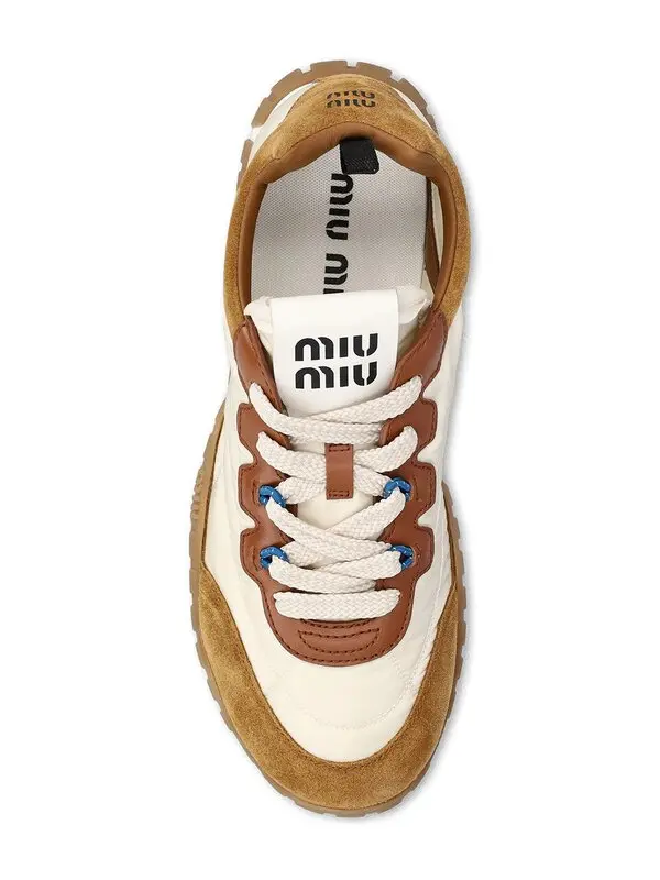 Miu Miu Tyre Technical Fabric, Suede And Leather Sneakers