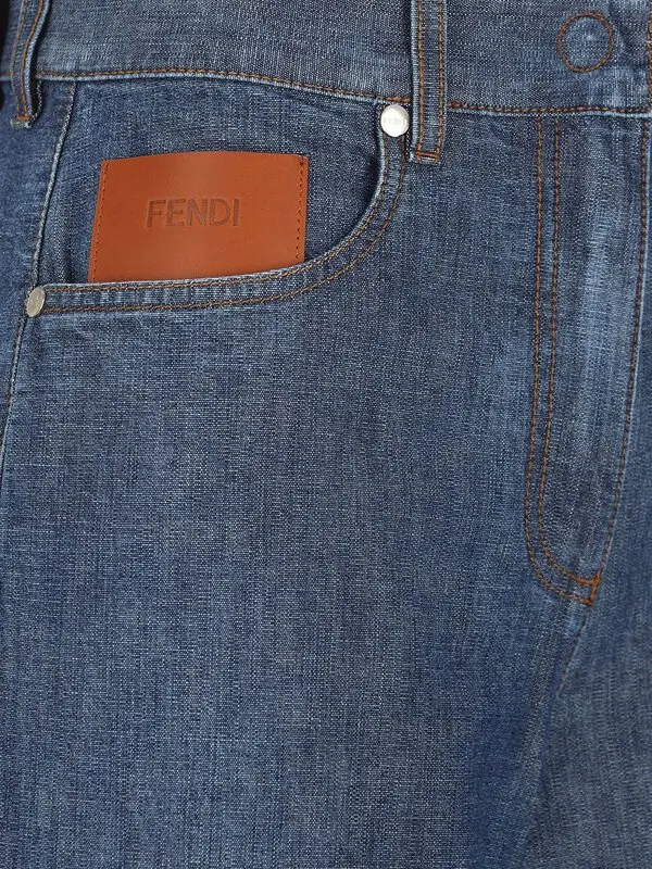 Fendi Ff Chambray Long Jeans
