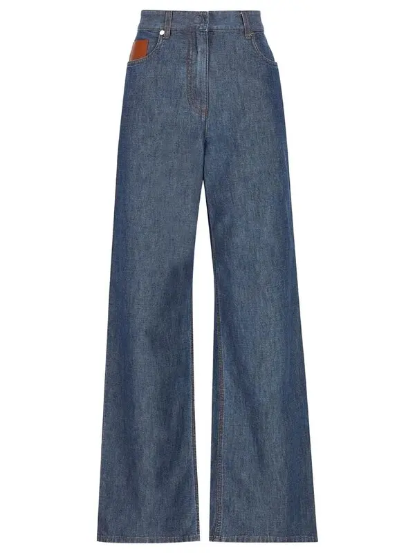 Fendi Wide Leg Chambray Jeans - Blue