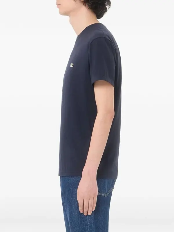 Valentino Garavani Cotton T-shirt With Vlogo Embroidery - Blue