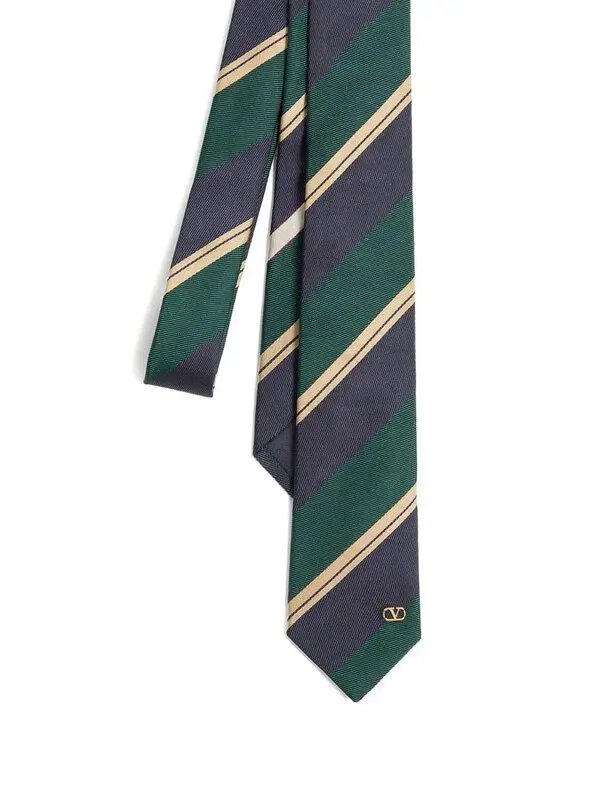 Valentino Garavani Jacquard Regimental Silk Tie - Green