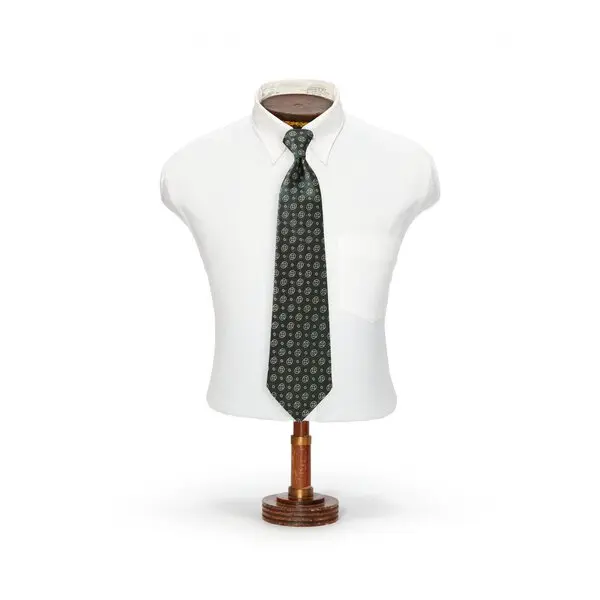 Ralph Lauren Handmade Silk Jacquard Foulard Pattern Neck Tie - Green Multi
