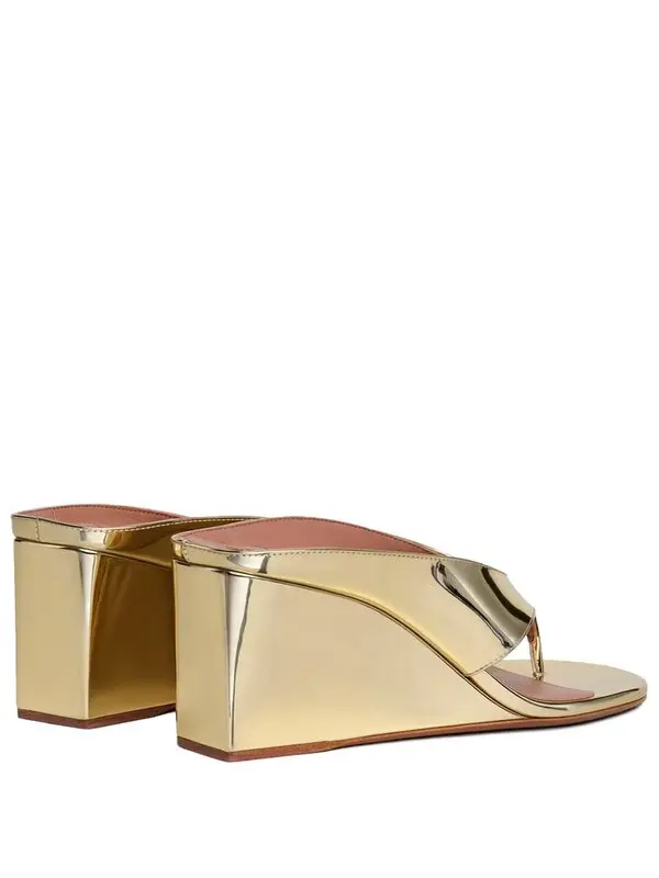 Alaïa Wedge Thong Mules In Metallic Fabric - Silver