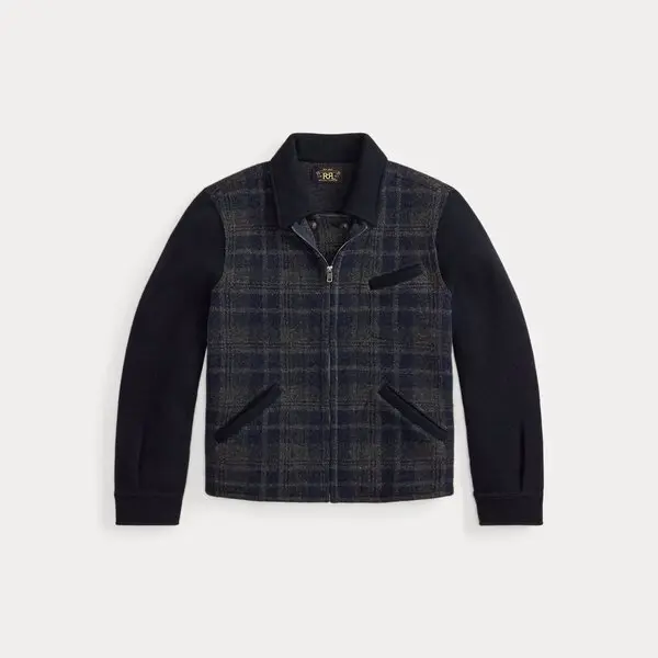 Ralph Lauren Plaid Wool Sweater Jacket - Navy Multi