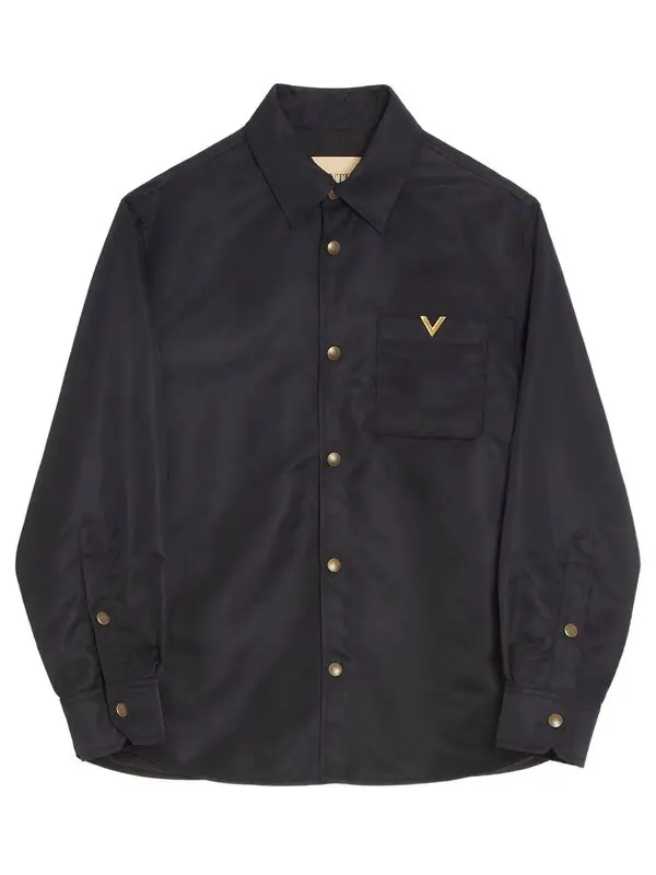Valentino Garavani Nylon Shirt Jacket With Vgold - Black
