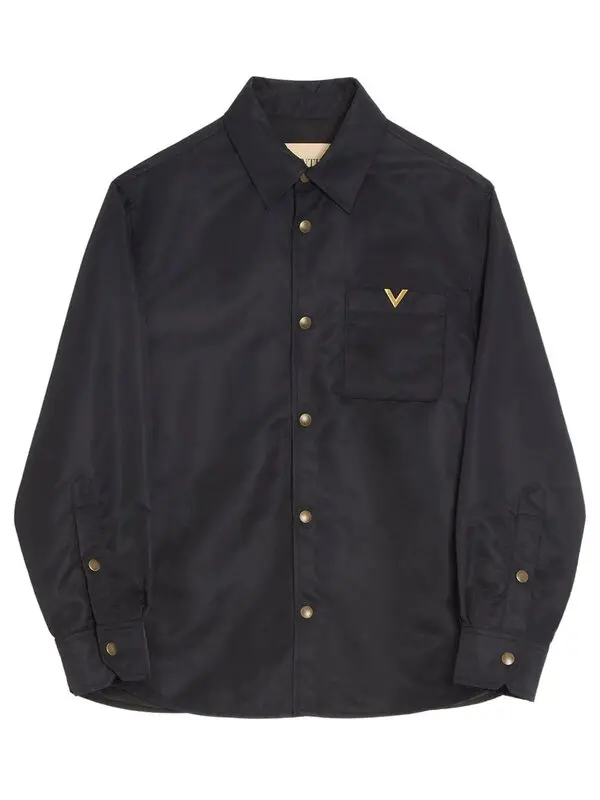 Valentino Garavani Nylon Shirt Jacket With Vgold - Black