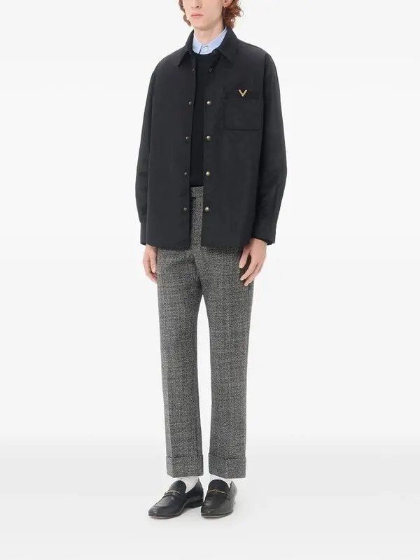 Valentino Garavani Nylon Shirt Jacket With Vgold - Black