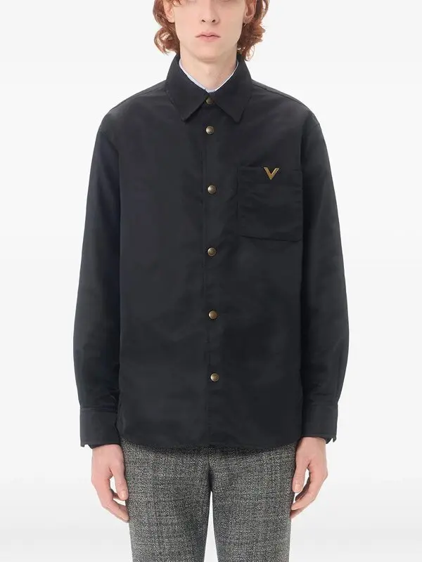 Valentino Garavani Nylon Shirt Jacket With Vgold - Black