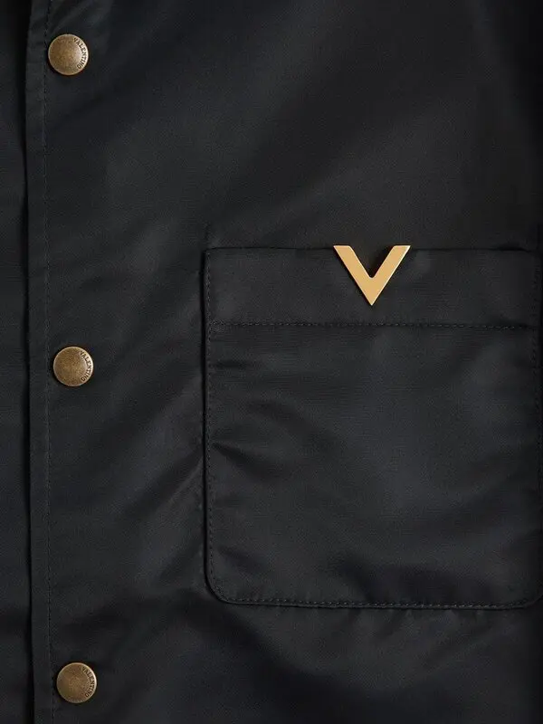 Valentino Garavani Nylon Shirt Jacket With Vgold - Black