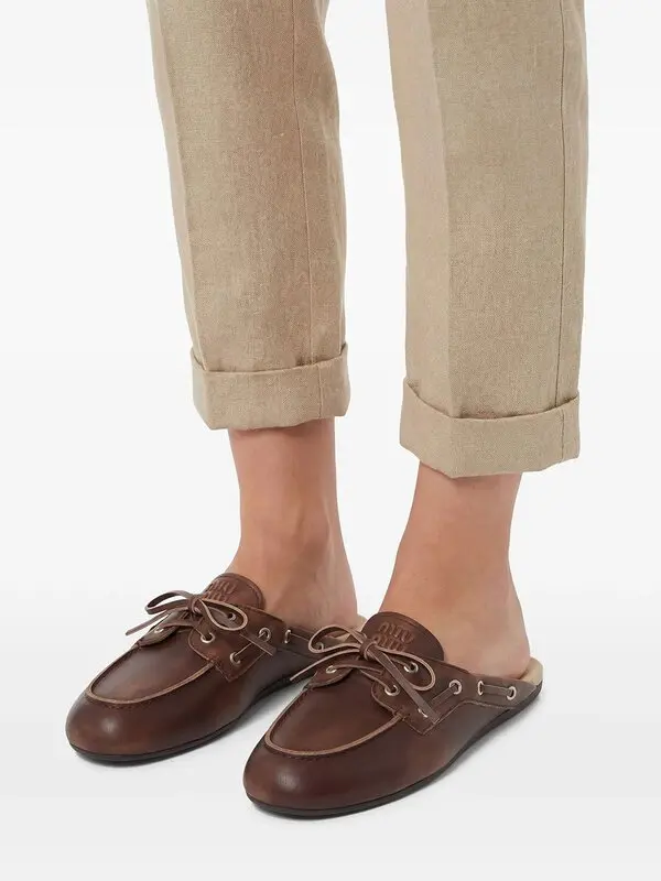 Miu Miu Faded Leather Deck Mules