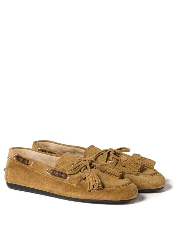 Miu Miu Deck Suede Loafers With Tassels