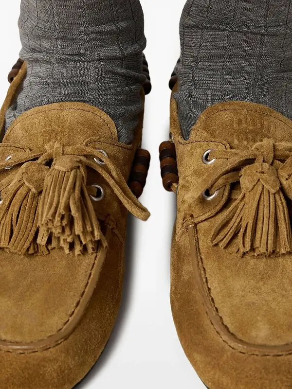 Miu Miu Deck Suede Loafers With Tassels