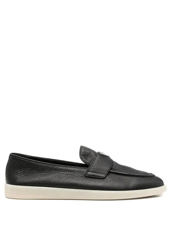 Prada Grained Leather Loafers - Black