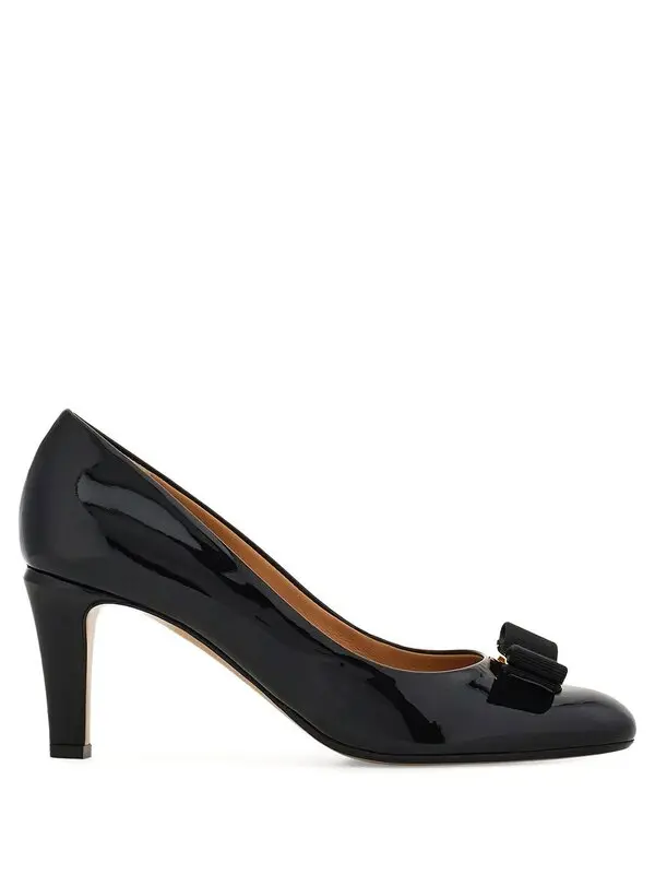 FERRAGAMO Carla 70 Naplak Vara Bow Pump - Black