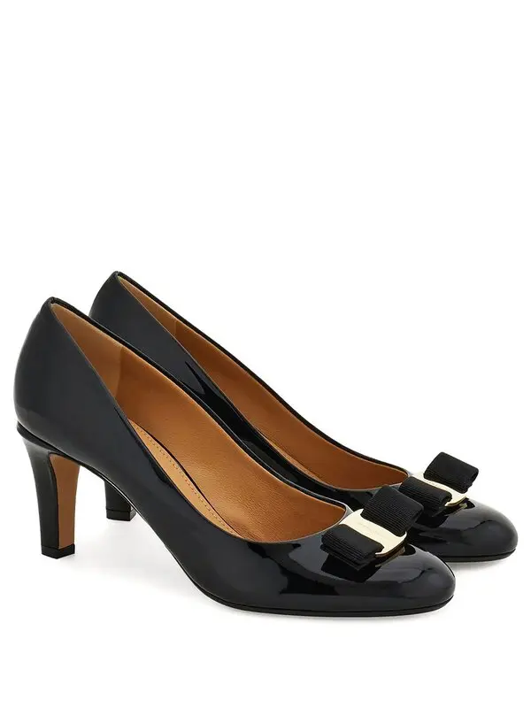 FERRAGAMO Carla 70 Patent Leather Bow Pumps