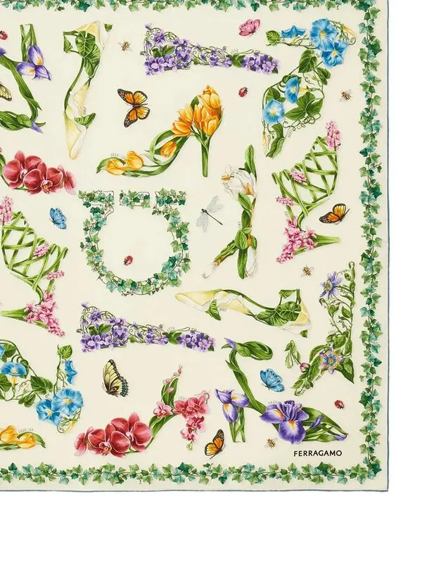 FERRAGAMO Eden Shoes Print Silk Scarf - Multicolor