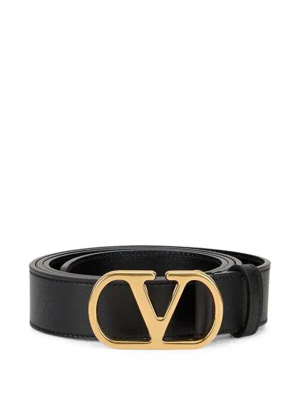 Valentino Garavani Vlogo Signature 30mm Leather Belt - Black