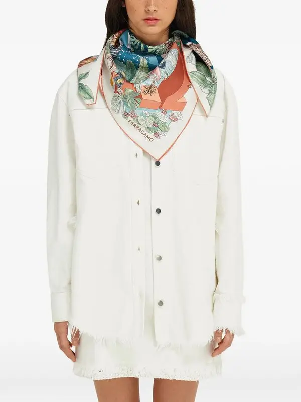 FERRAGAMO Jungle Party Print Silk Scarf