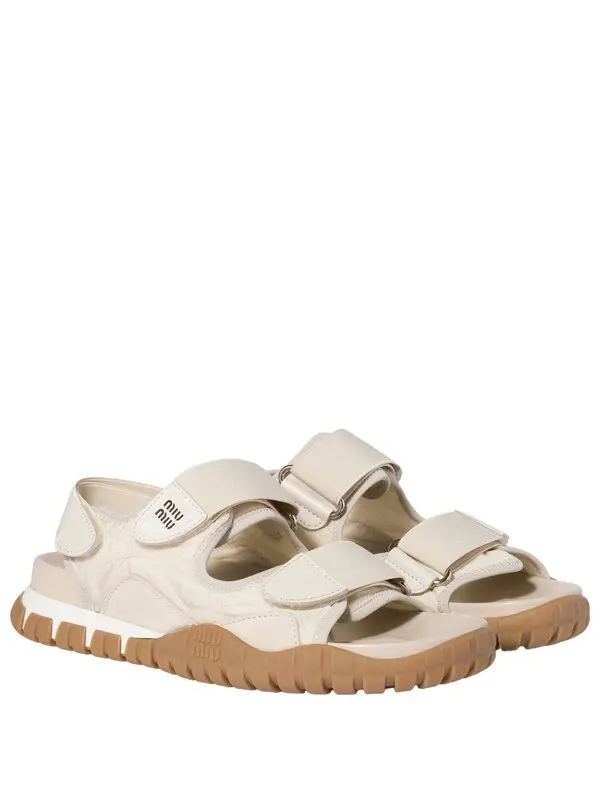 Miu Miu Tyre Technical Fabric And Suede Sandals