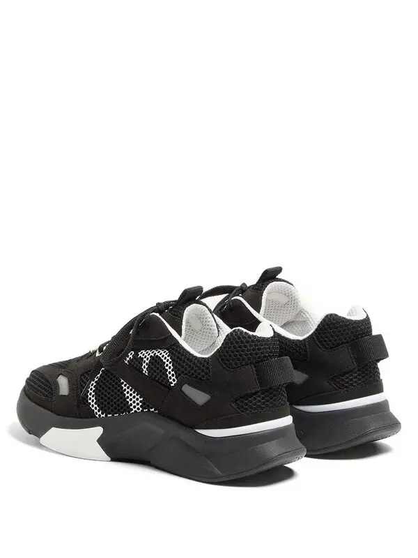 Valentino Garavani Demivee Low Top Sneakers In Mesh And Suede - Black
