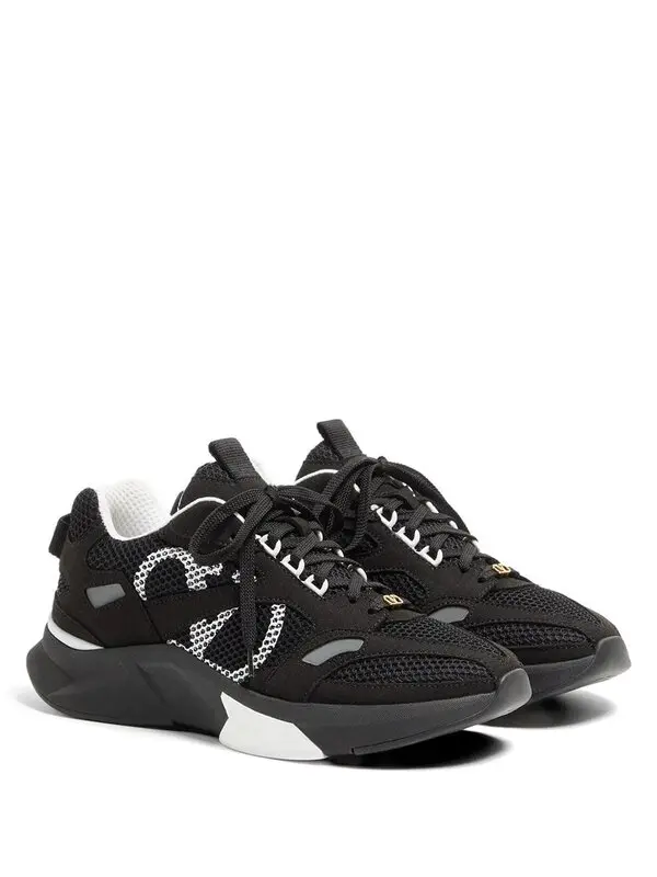 Valentino Garavani Demivee Low Top Sneakers In Mesh And Suede - Black