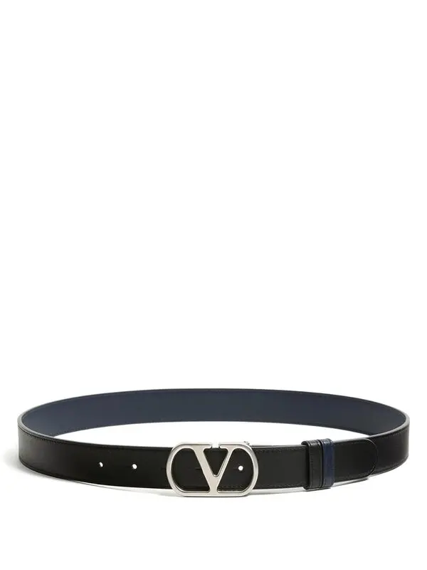 Valentino Garavani Vlogo Signature Shiny Leather Belt - Black