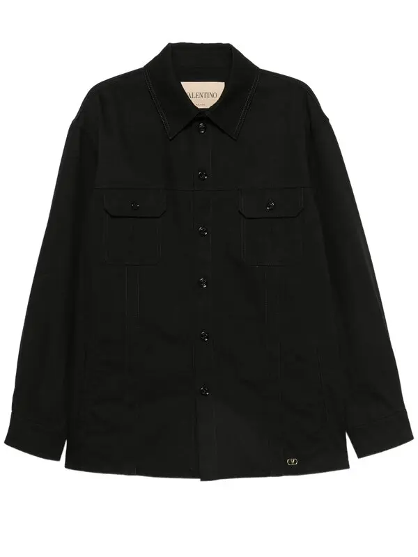 Valentino Garavani Cotton Gabardine Shirt Jacket With Vlogo - Black