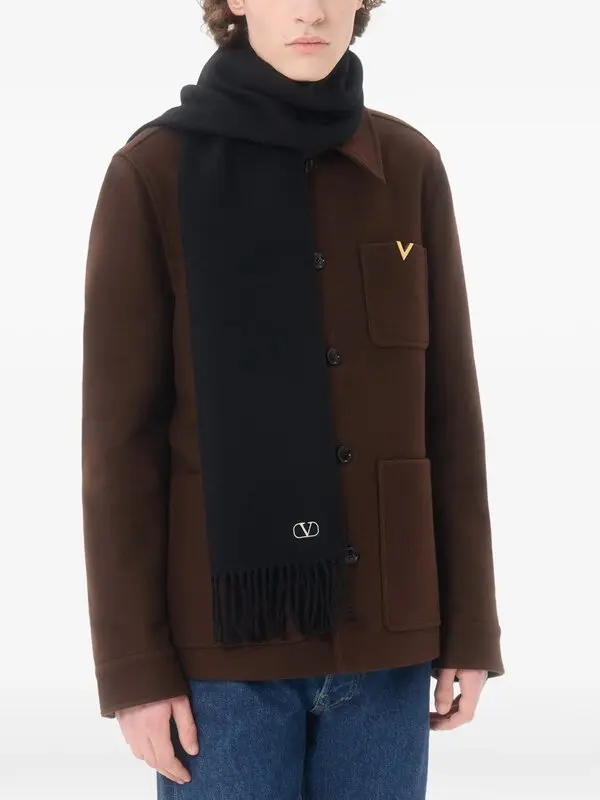 Valentino Garavani Wool Scarf With Vlogo Embroidery