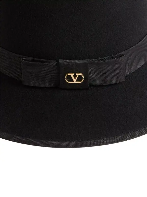 Valentino Garavani Vlogo Signature Fedora Hat - Black