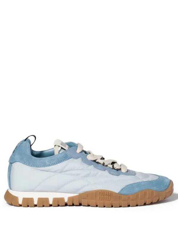Miu Miu Tyre Technical Fabric, Suede And Leather Sneakers