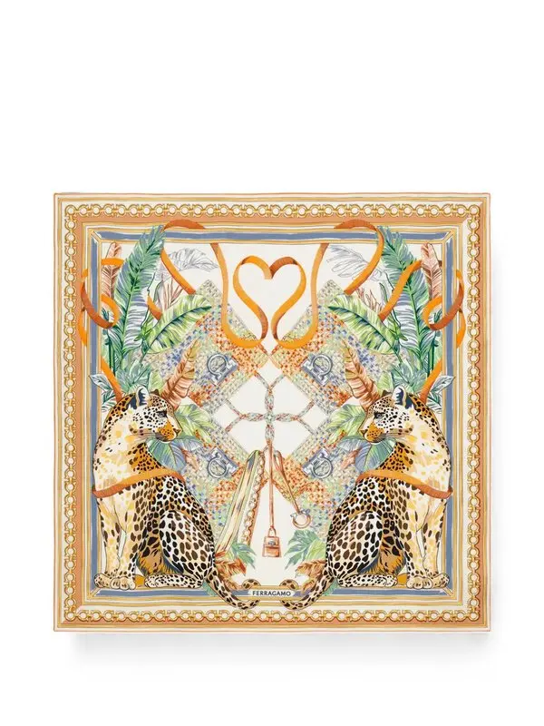 FERRAGAMO Foulard In Seta Stampa Felini - Multicolor
