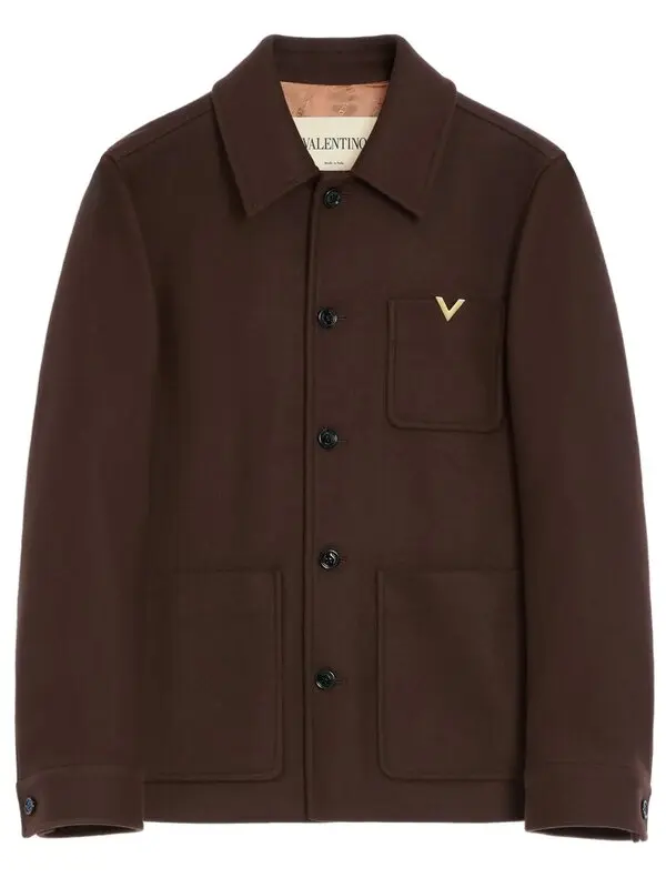 Valentino Garavani Wool Jacket With Vgold - Brown