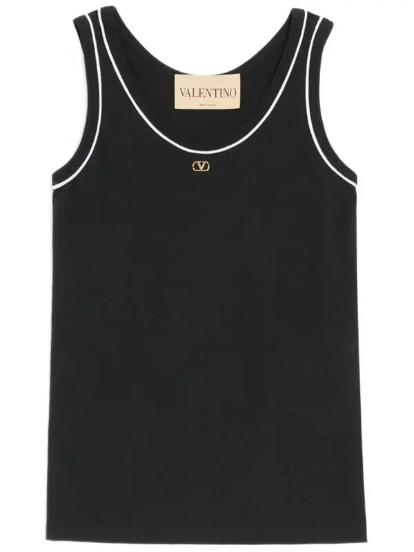 Valentino Garavani Cotton Jersey Top With Contrast Edging - Black