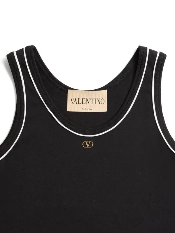 Valentino Garavani Cotton Jersey Top With Contrast Edging - Black
