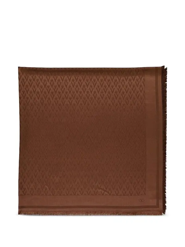 Valentino Garavani Toute La V Wool And Silk Shawl - Brown
