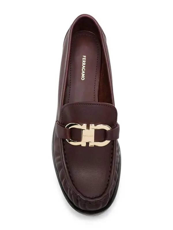 FERRAGAMO Maryan Soft Loafers With Gancini Ornament - Brown