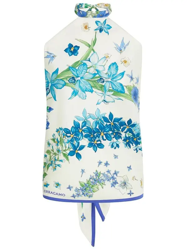 FERRAGAMO Top Primaver Oblong-shawl-stole - Blue