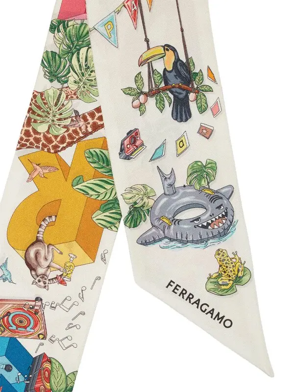 FERRAGAMO Jungle Party Print Silk Mini Bandeau - White