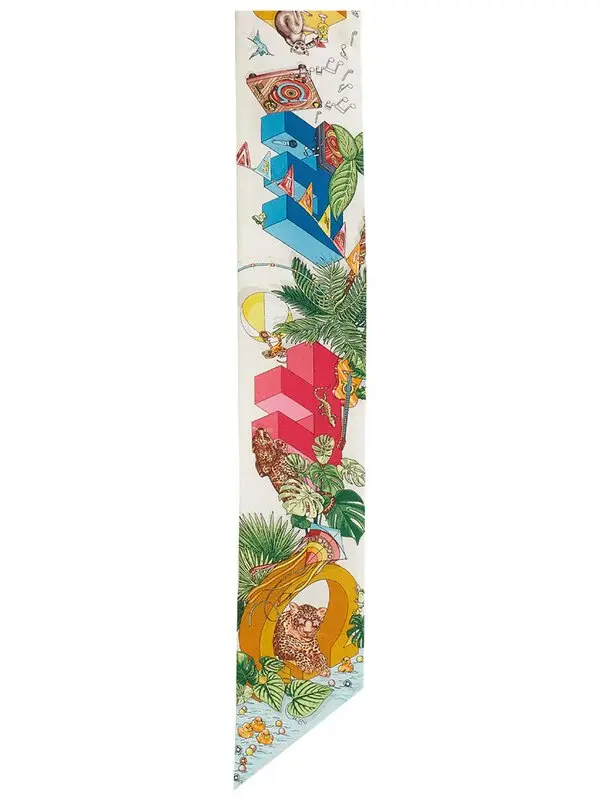 FERRAGAMO Jungle Party Print Silk Mini Bandeau - White