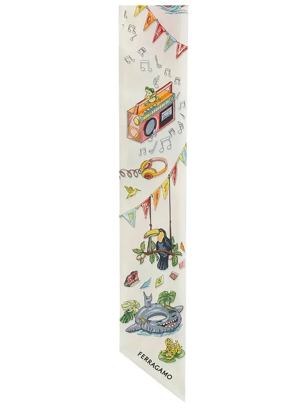 FERRAGAMO Jungle Party Print Silk Mini Bandeau - White