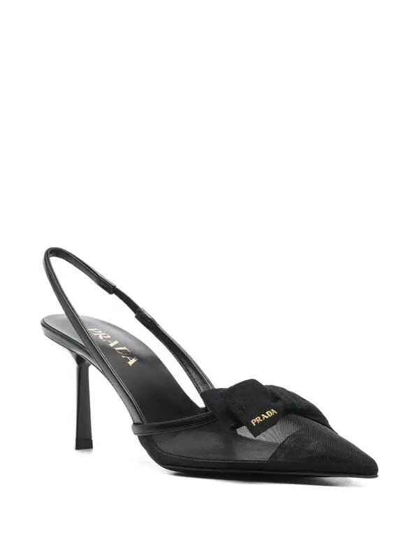 Prada Bow Detail Mesh Slingback Pumps