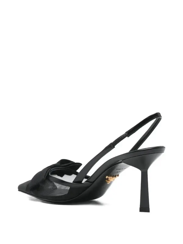 Prada Bow Detail Mesh Slingback Pumps
