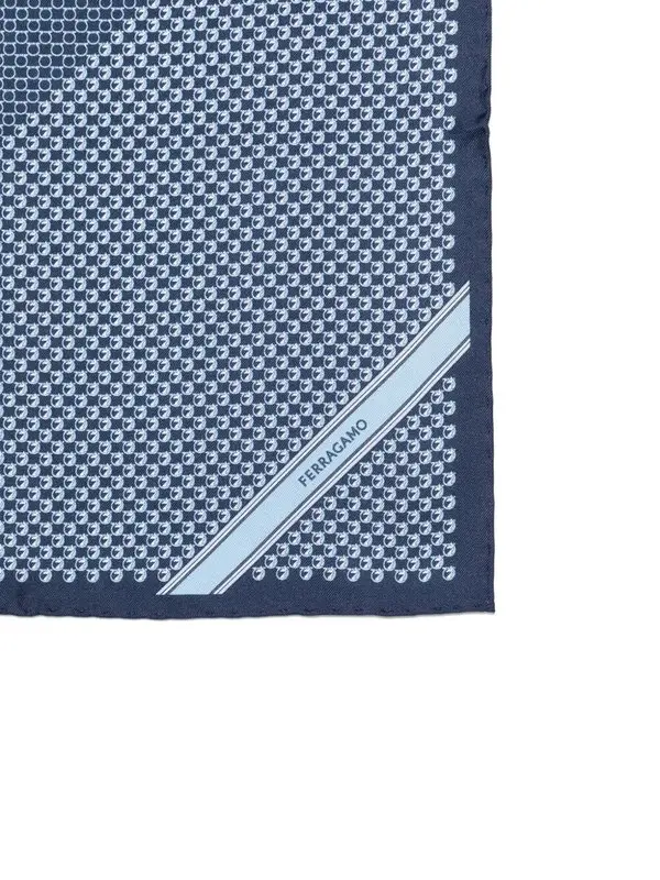 FERRAGAMO Brio Silk Pocket Square - Blue