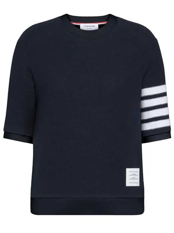 Thom Browne Textured Cotton Piqué 4-bar T-shirt - Blue