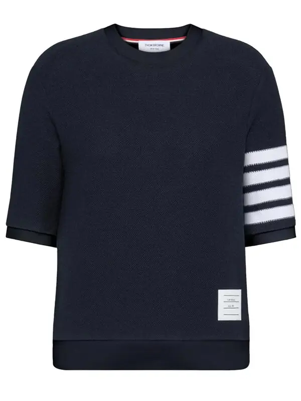 Thom Browne Textured Cotton Piqué 4-bar T-shirt - Blue