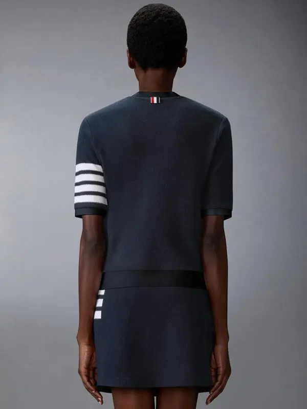 Thom Browne Textured Cotton Piqué 4-bar T-shirt - Blue