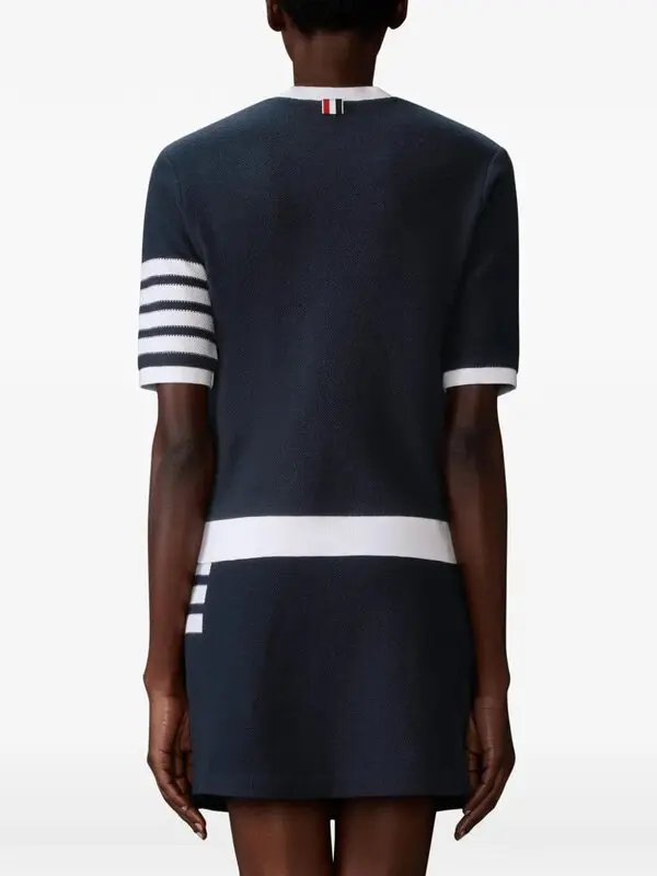 Thom Browne Textured Cotton Piqué 4-bar T-shirt - Blue