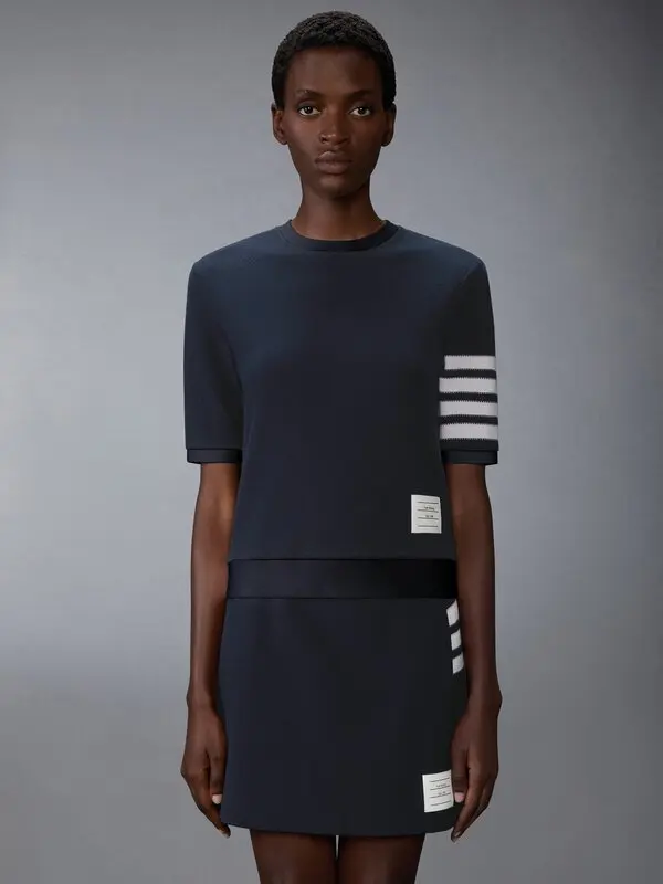Thom Browne Textured Cotton Piqué 4-bar T-shirt - Blue
