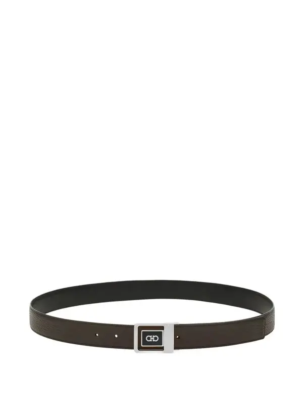FERRAGAMO Double Square Reversible Leather Belt