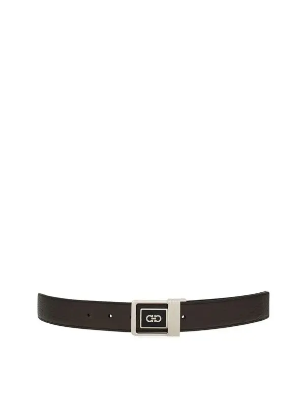 FERRAGAMO Double Square Reversible Leather Belt